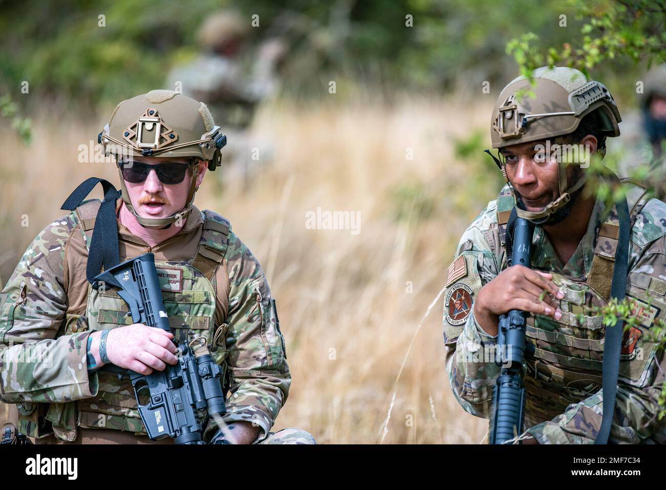 Airmen from the 423d Security Forces Squadron hold their position ...