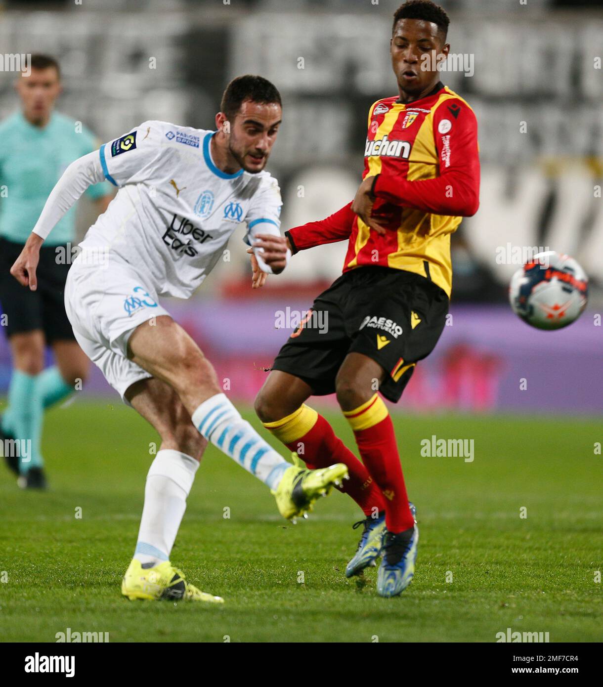 Marseille's Lucas Perrin shoots the ball during the French League One ...