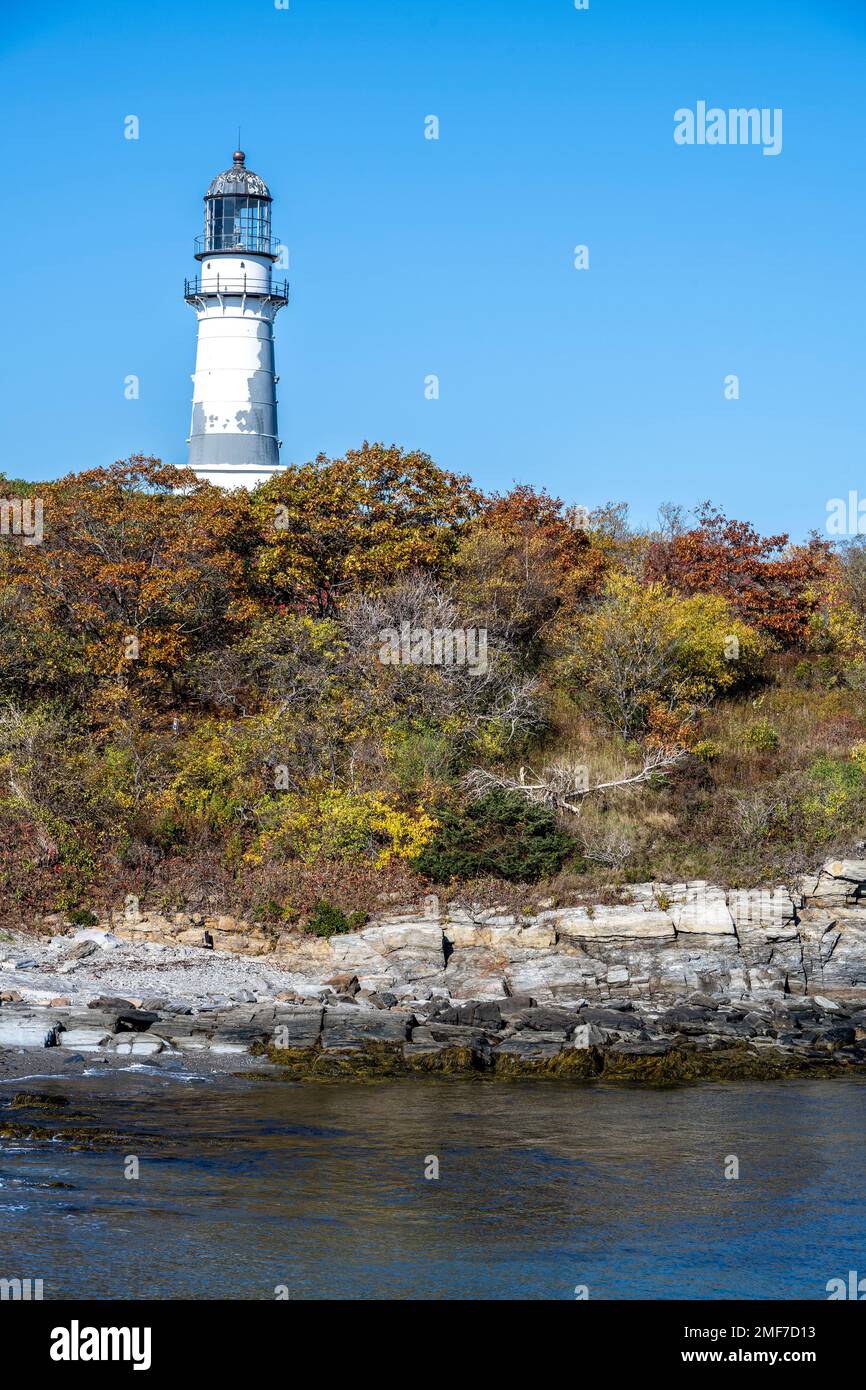Cape Elizabeth Lighthouse eastern tower still in operation Stock Photo ...