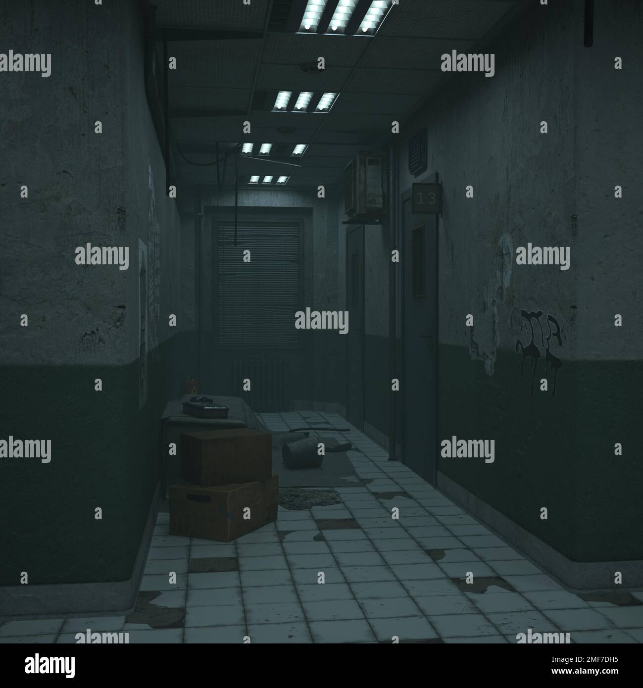 3d-illustration of an empty and scary hospital room Stock Photo - Alamy