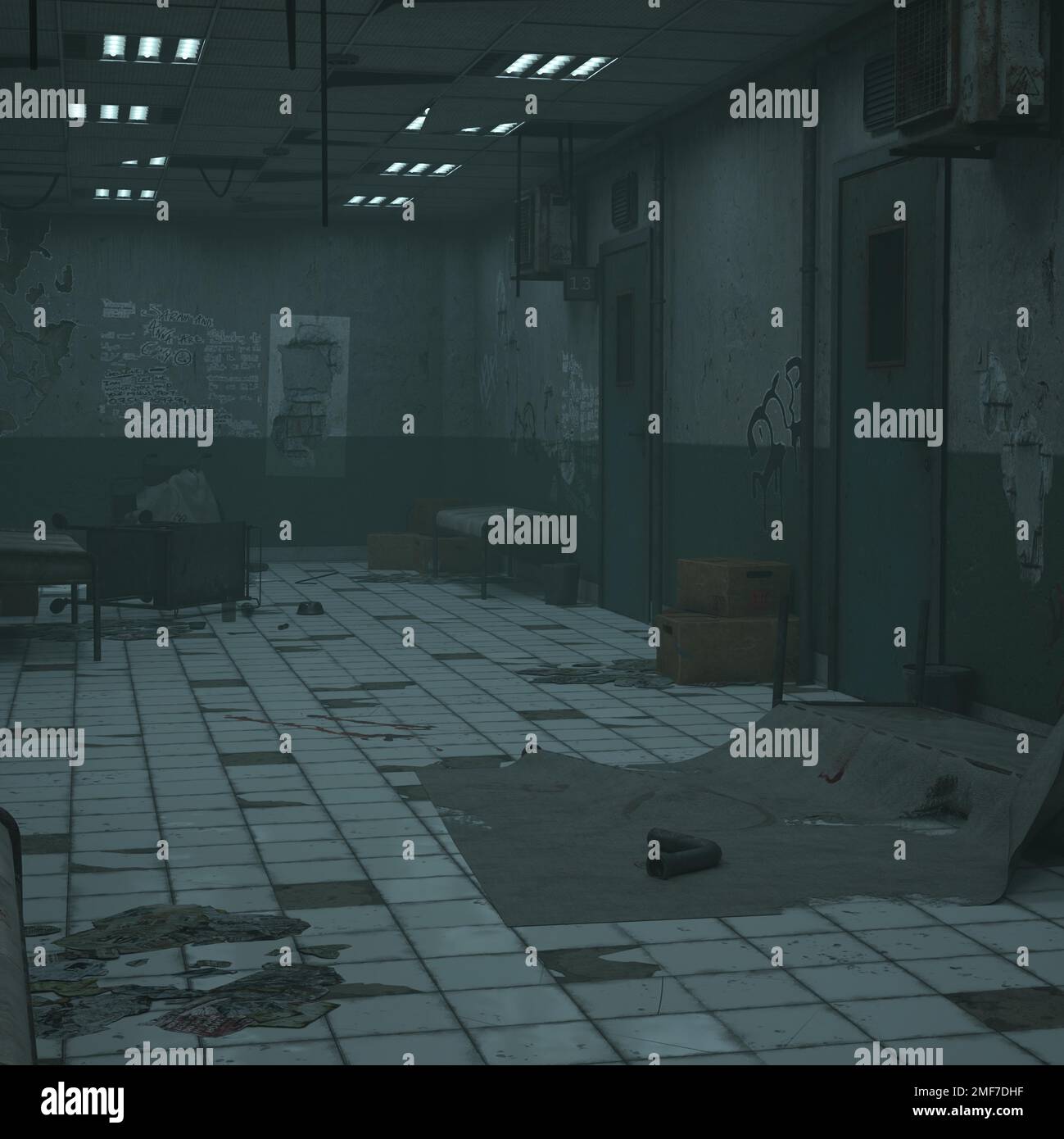 3d-illustration of an empty and scary hospital room Stock Photo - Alamy