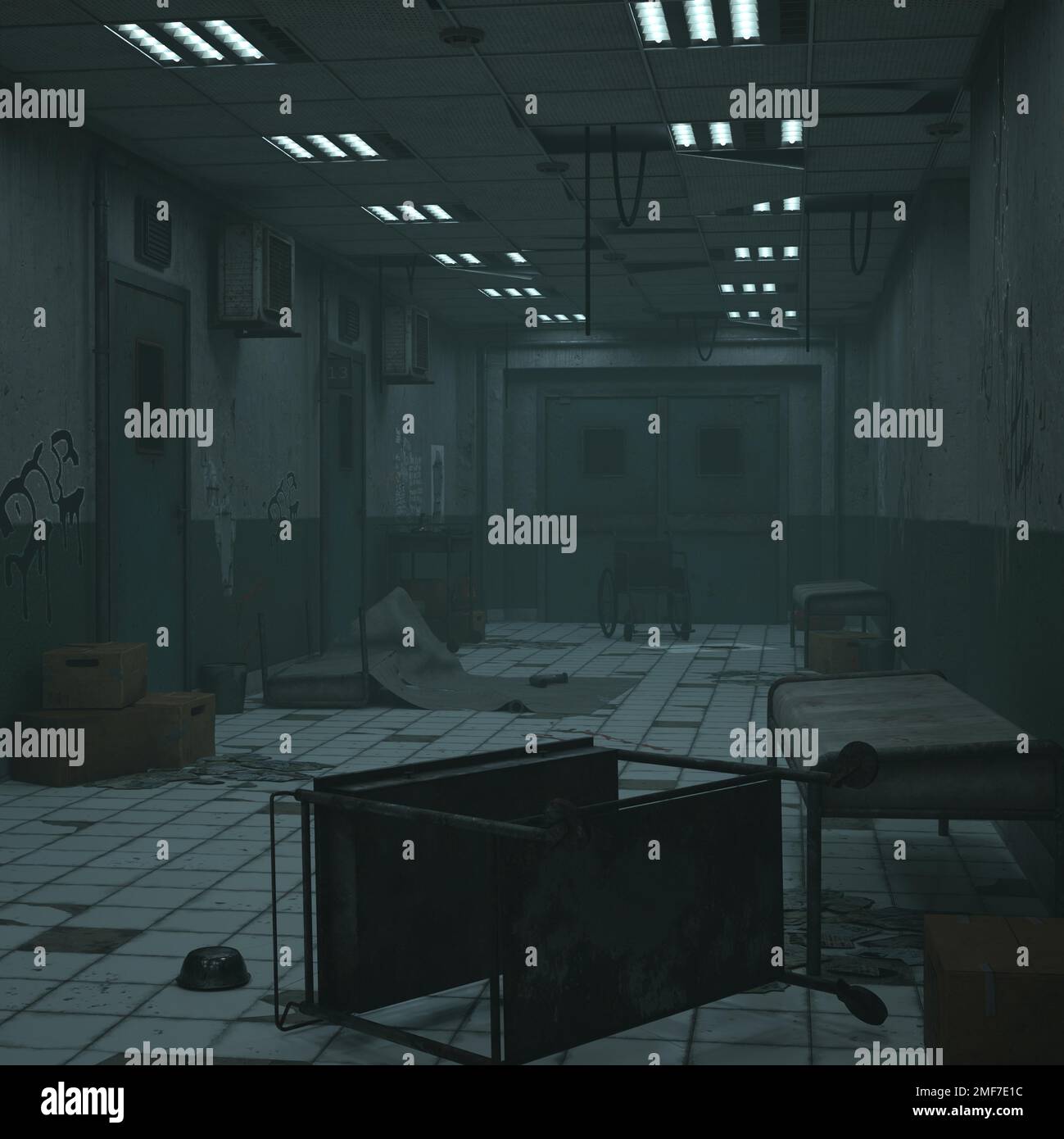 3d-illustration of an empty and scary hospital room Stock Photo - Alamy
