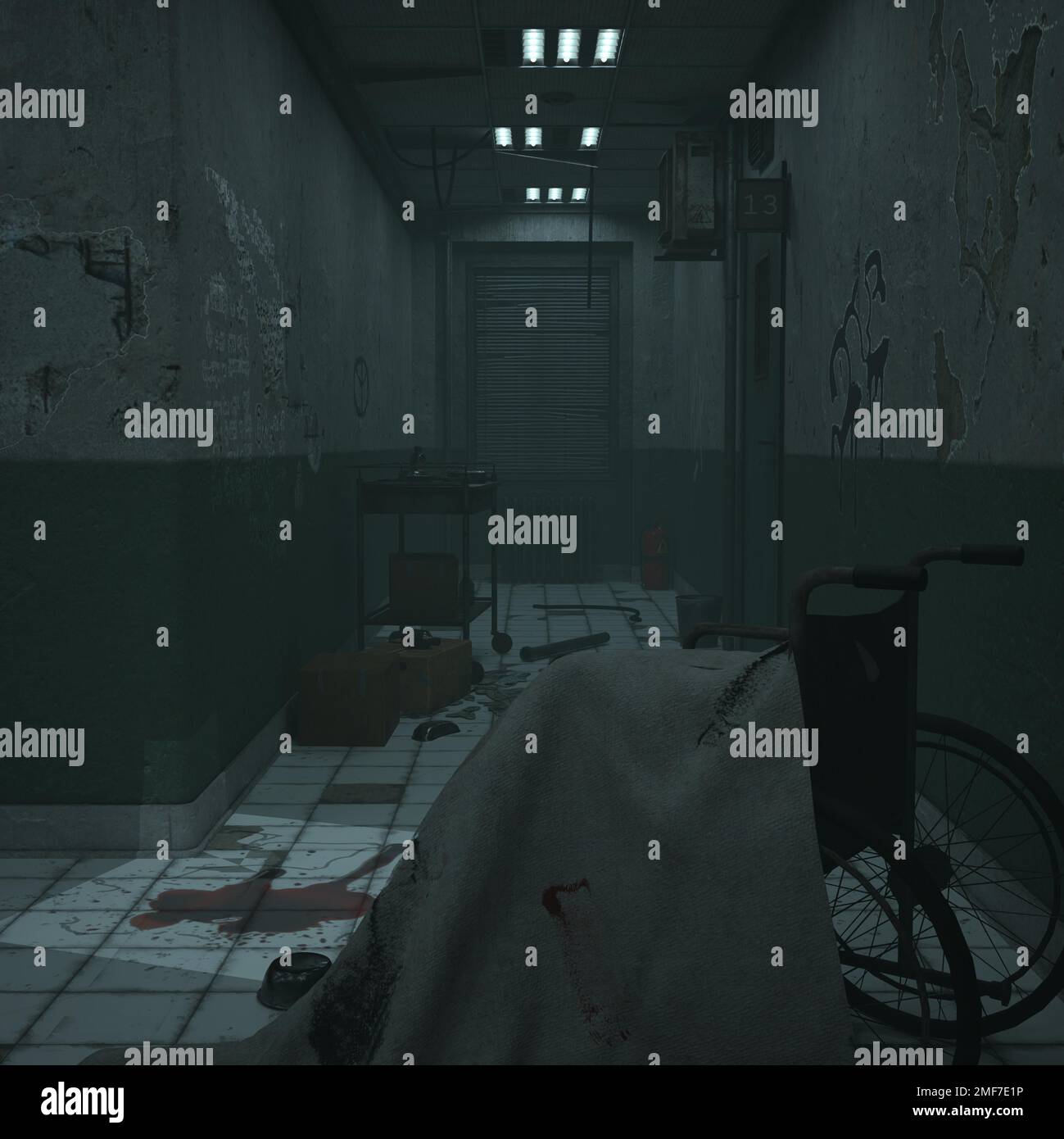 3d-illustration of an empty and scary hospital room Stock Photo - Alamy