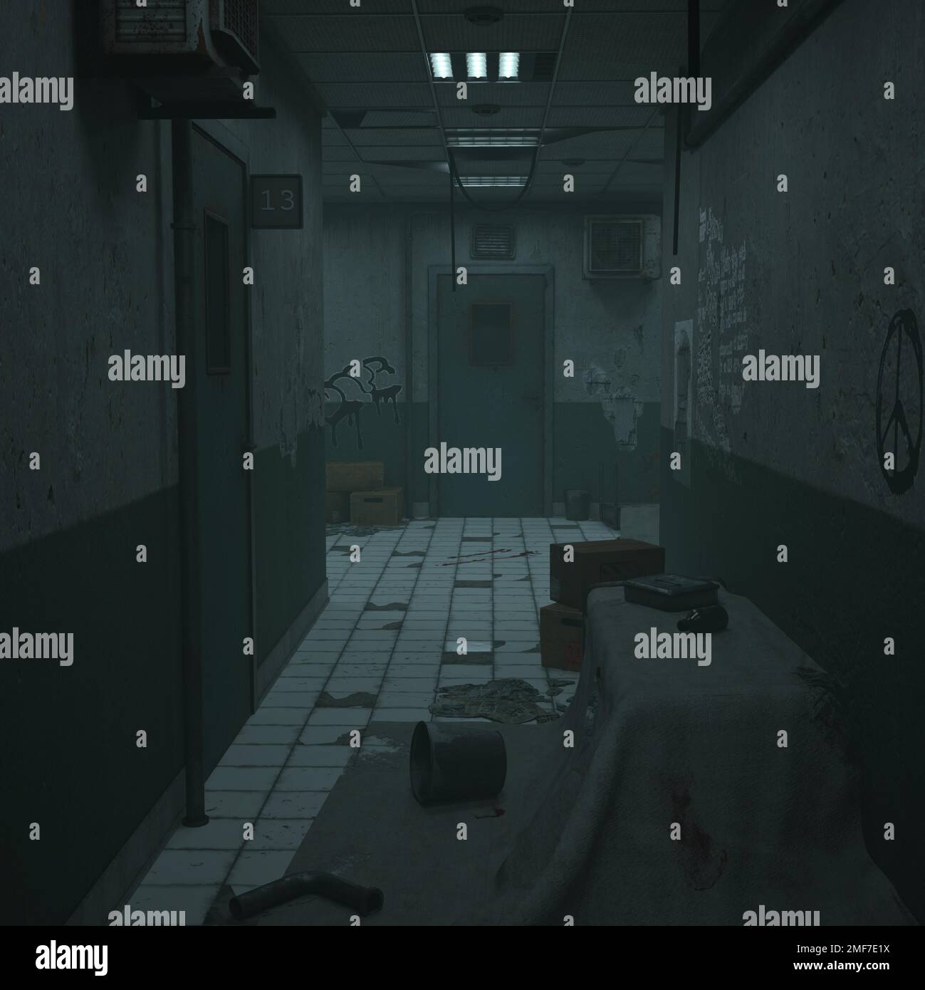 3d-illustration of an empty and scary hospital room Stock Photo - Alamy