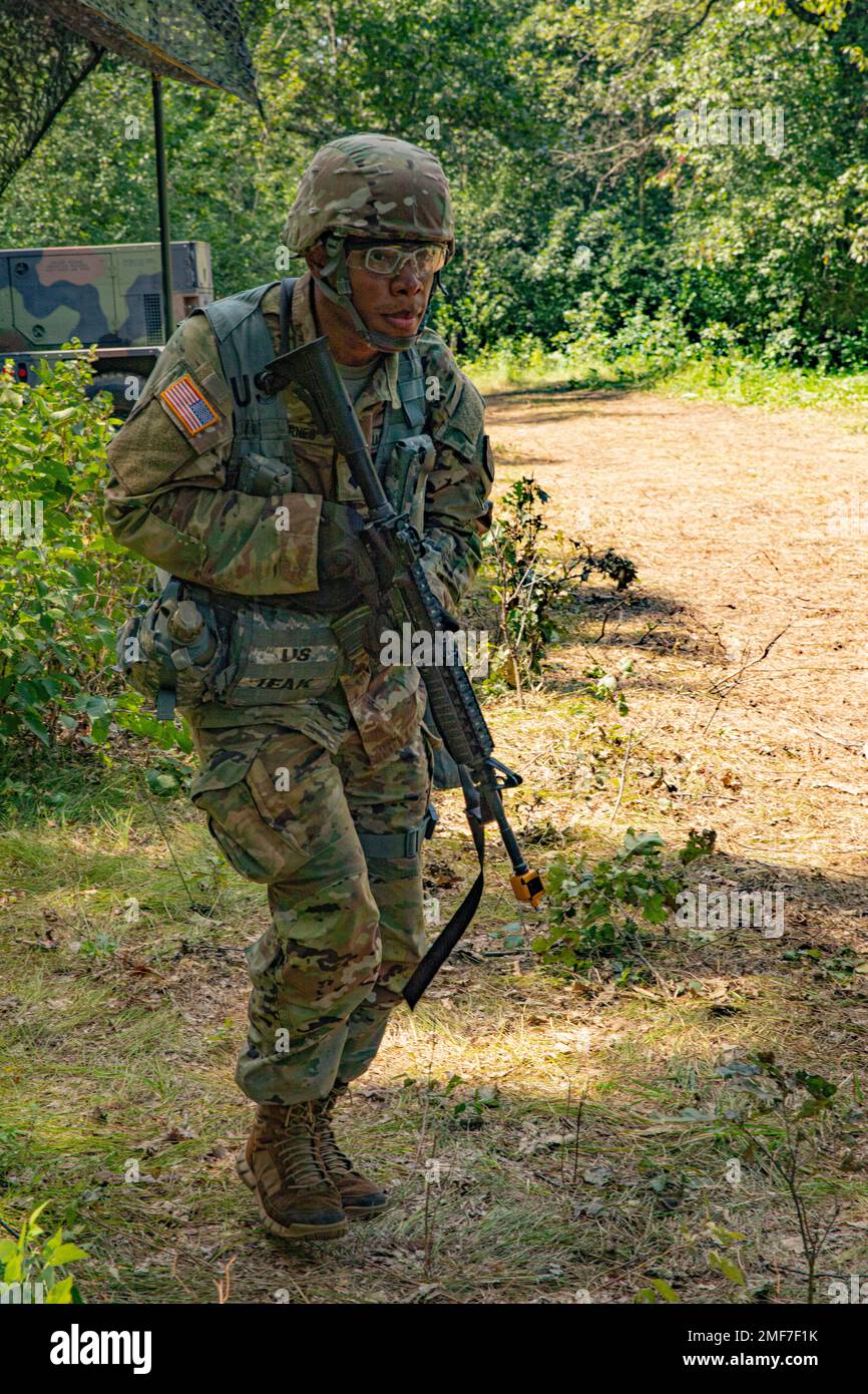 A specialist from the 398th Combat Sustainment Support Command actively ...