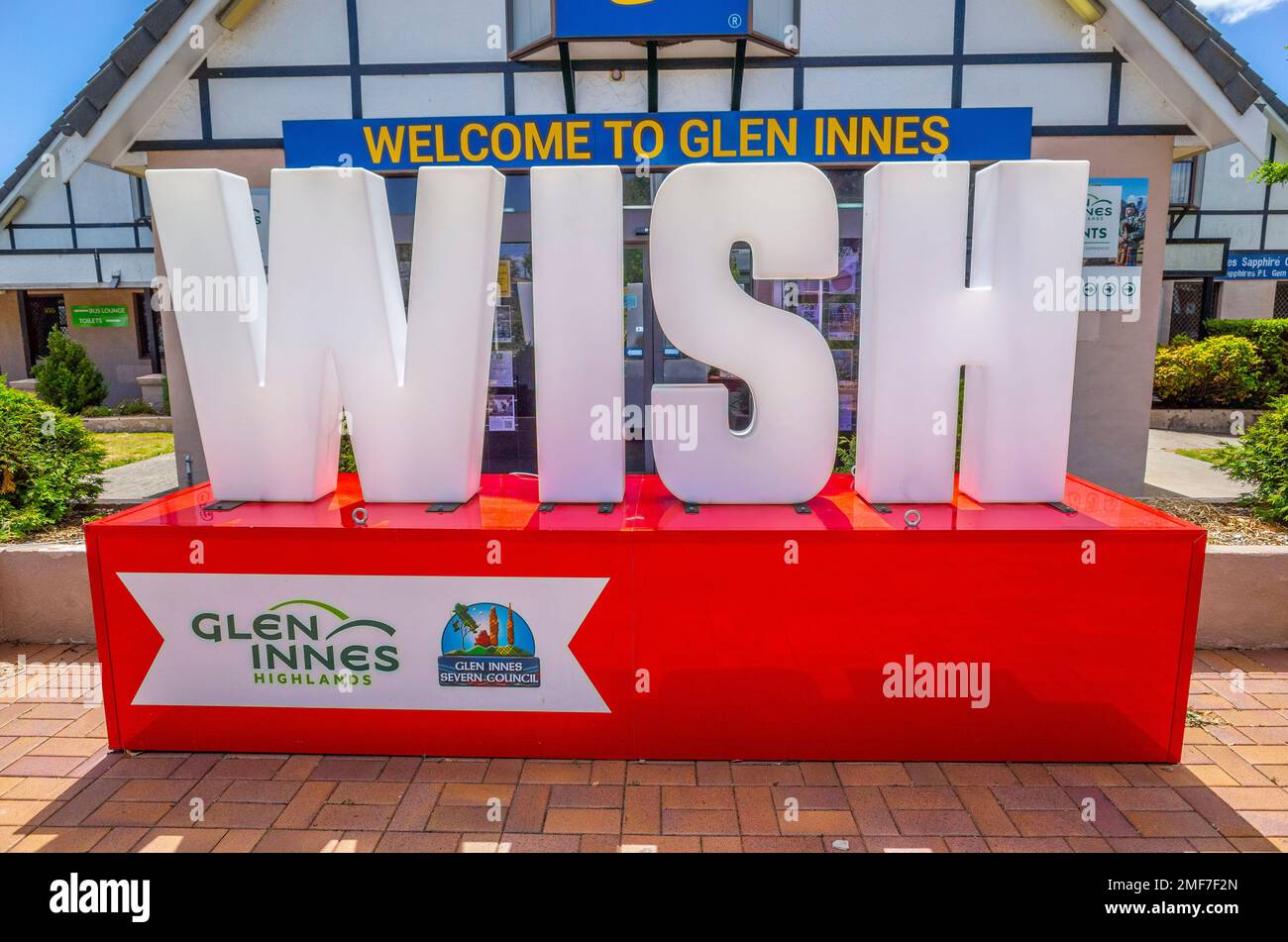 Wish sign outside the Glen Innes Tourist information office welcoming ...