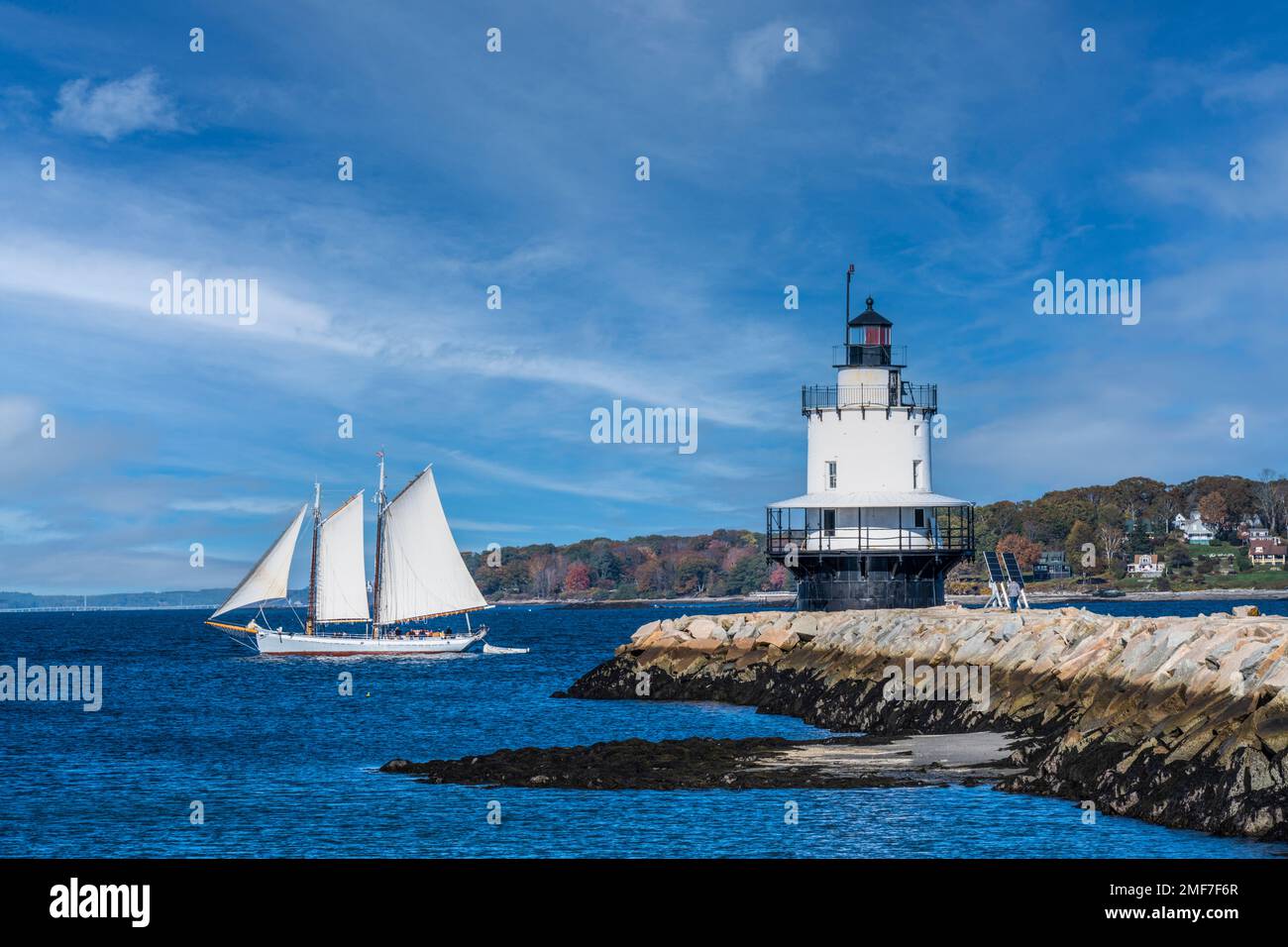 Srping Point Ledge Light in South Portland, Maine with 900 foot ...