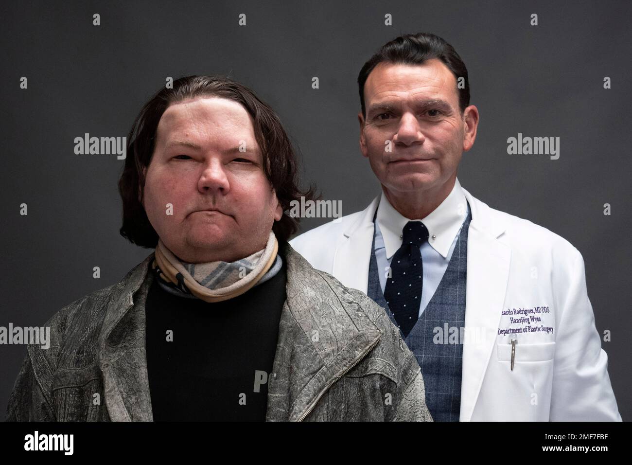 Joe DiMeo and his plastic surgeon Dr. Eduardo Rodriguez pose for a ...