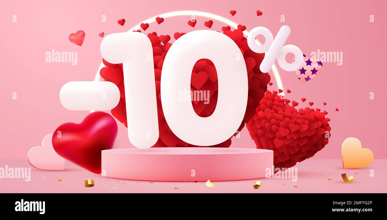 10 percent Off. Discount creative composition. 3d sale symbol with ...