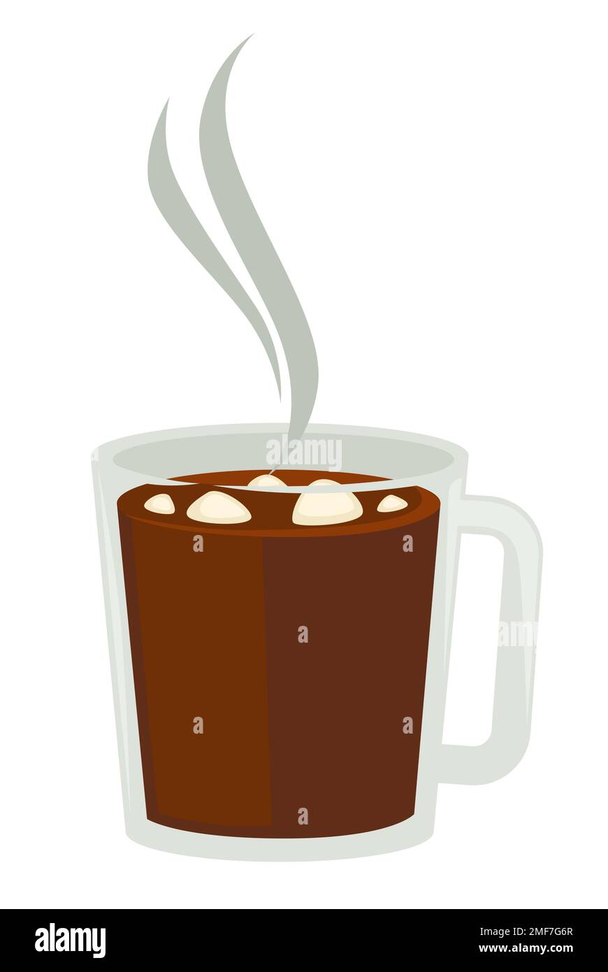 Cocoa or hot chocolate with marshmallow in glass cup isolated object ...