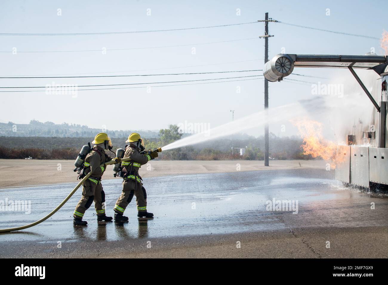U.S. Marines with Aircraft Rescue and Fire Fighting, Headquarters and ...