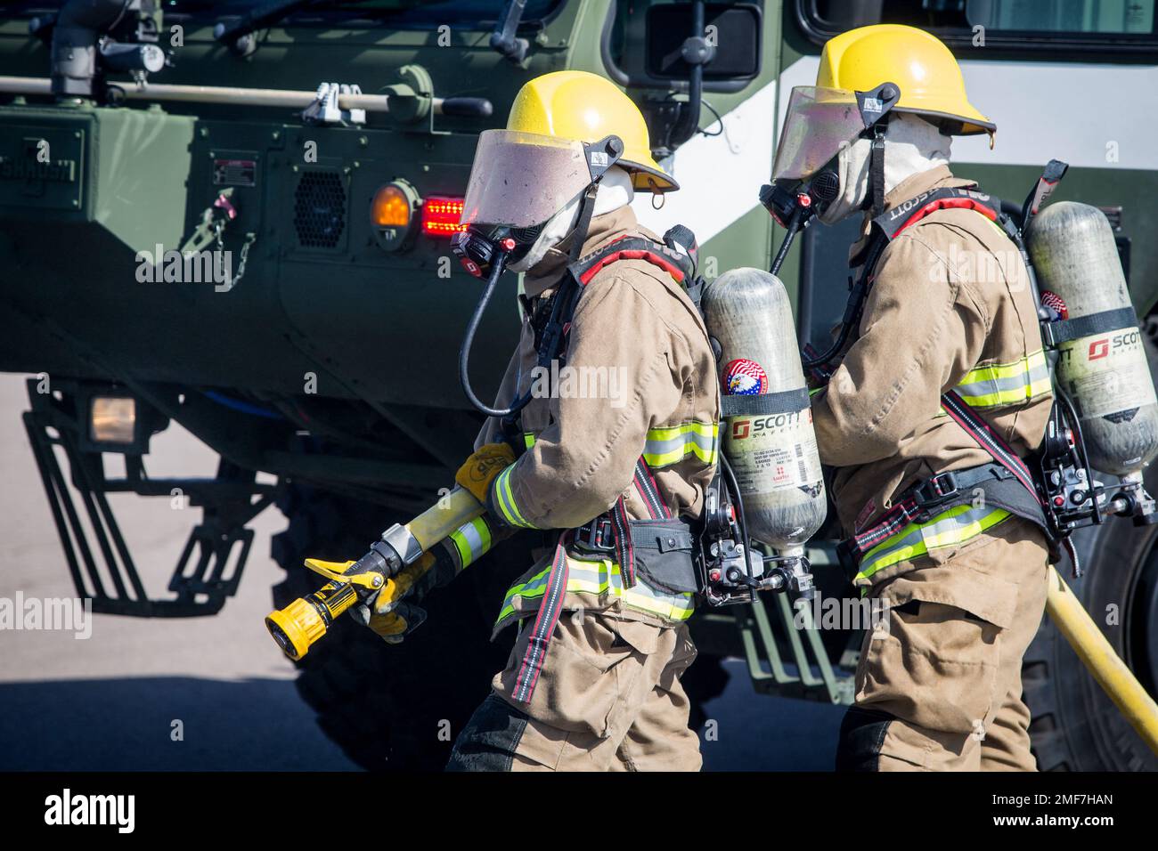U.S. Marines with Aircraft Rescue and Fire Fighting, Headquarters and ...