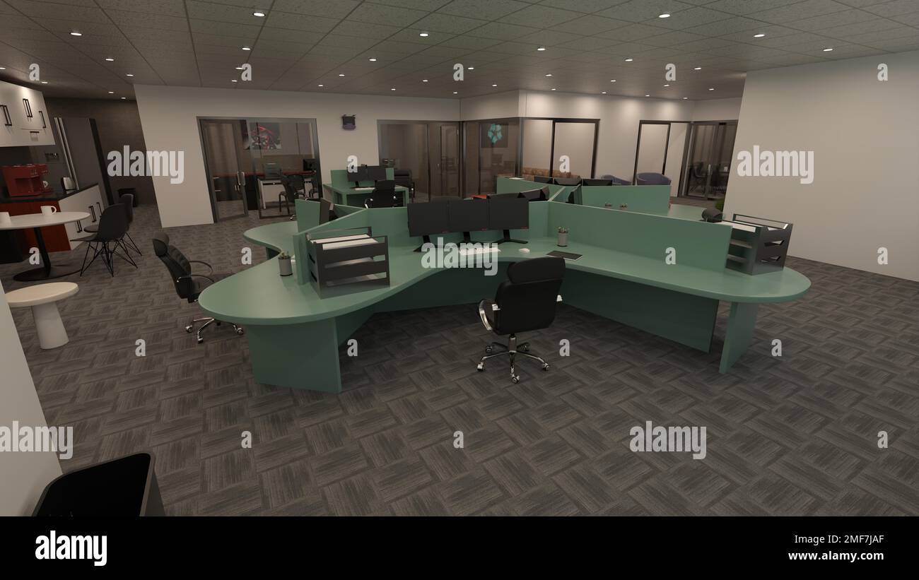 3D-Illustration of a office and bureau space Stock Photo - Alamy