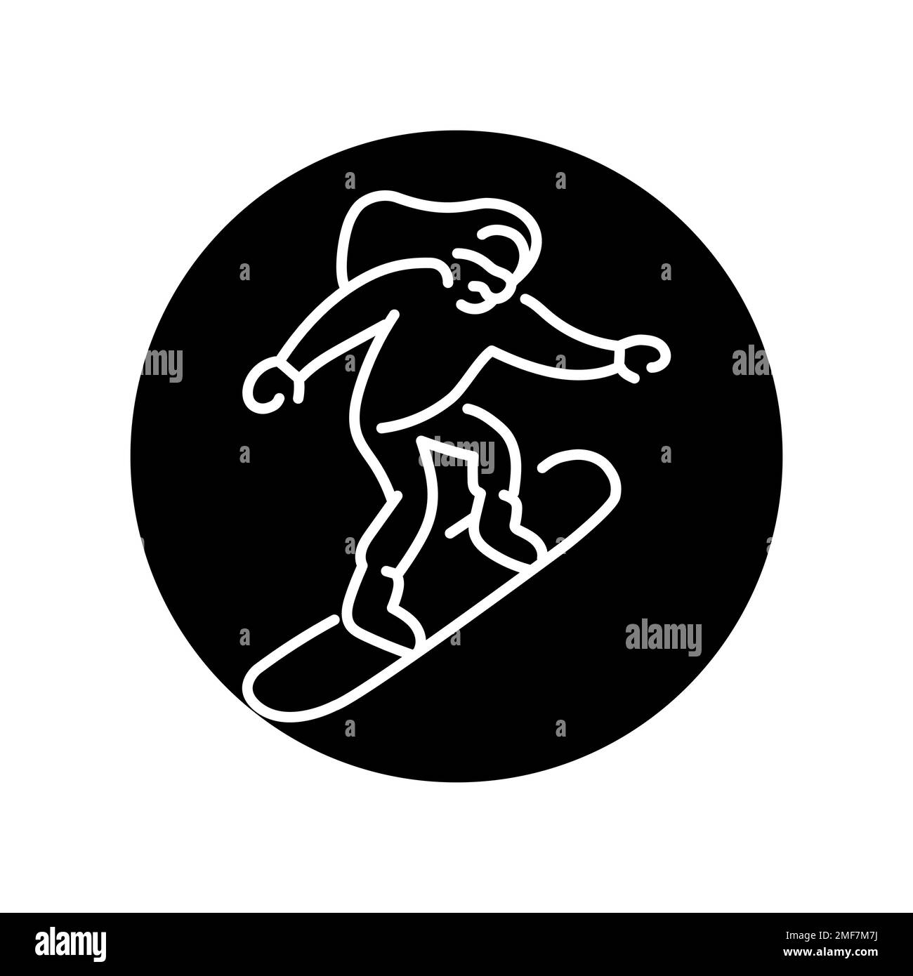 Skier color line icon. Skiing in winter Alps. Vector illustration Stock ...
