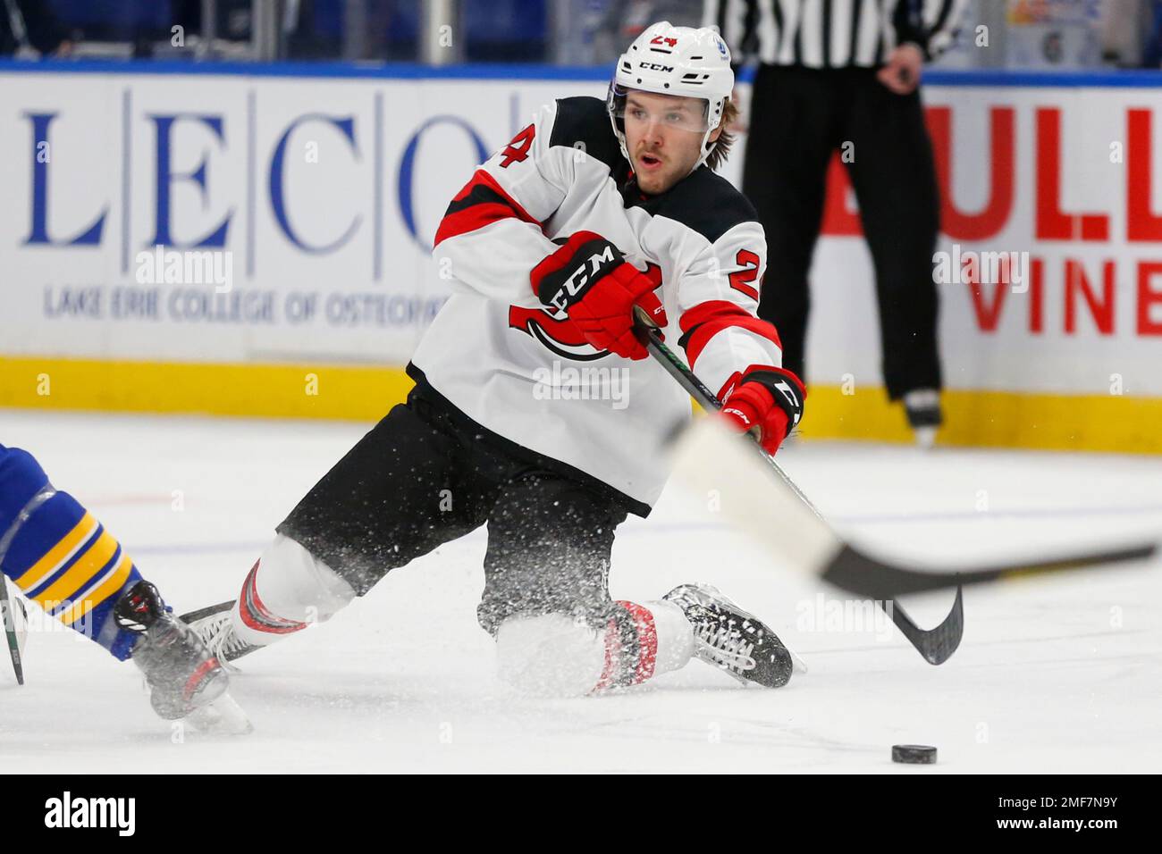 New Jersey Devils defenseman Ty Smith (24) during the first period of ...