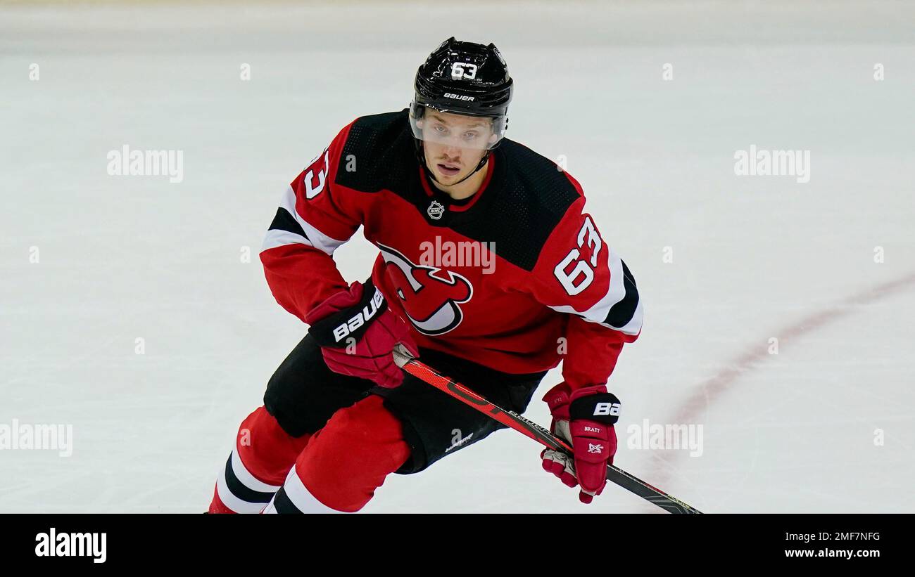 New Jersey Devils' Jesper Bratt (63) during the first period of an NHL ...
