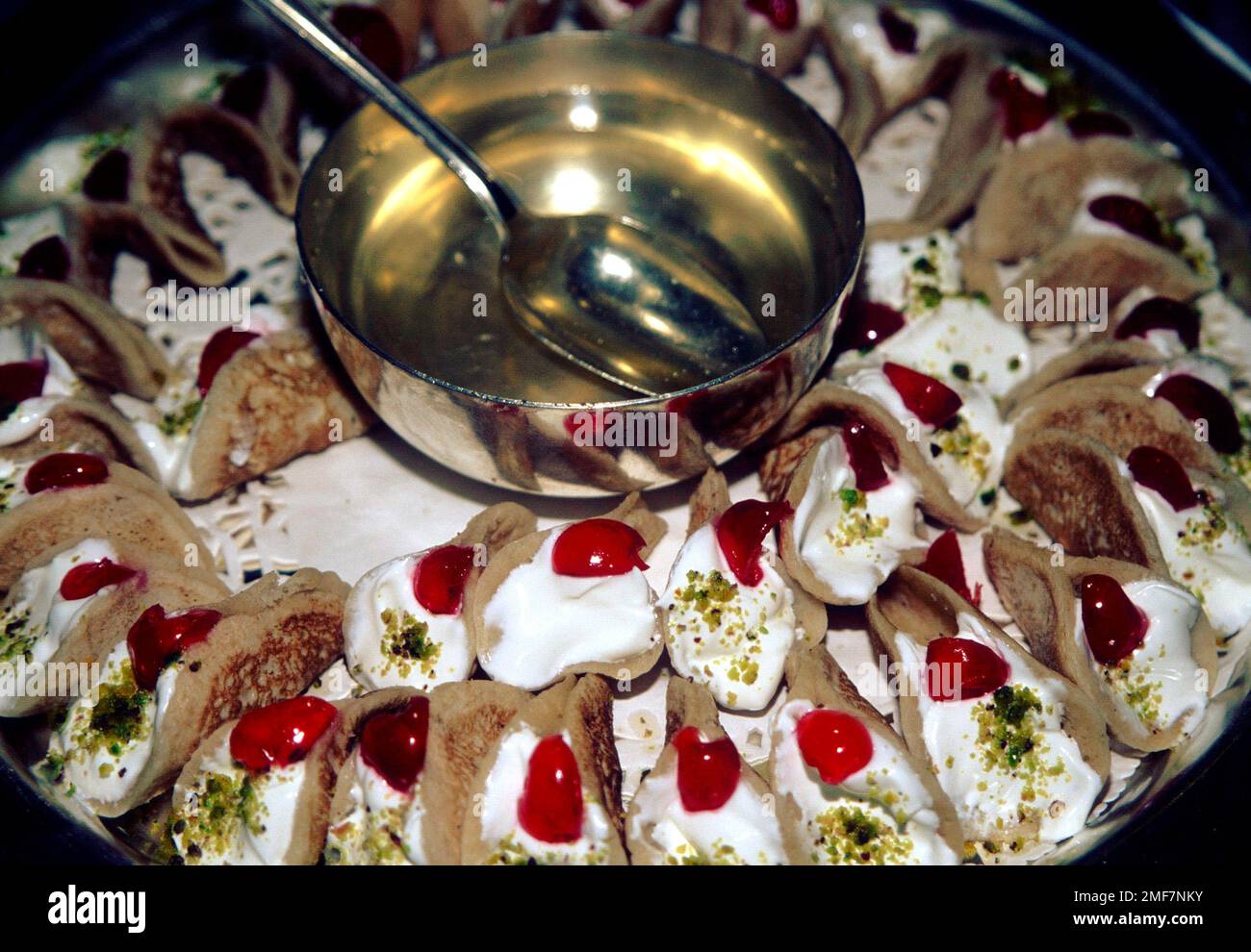 Kataif asifini Arabian pancakes eaten during Ramadan in the Middle East ...