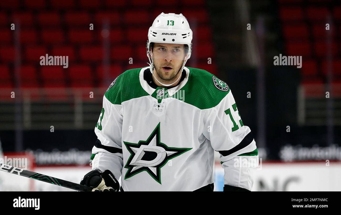 Dallas Stars' Mark Pysyk (13) waits for a face-off against the Carolina ...