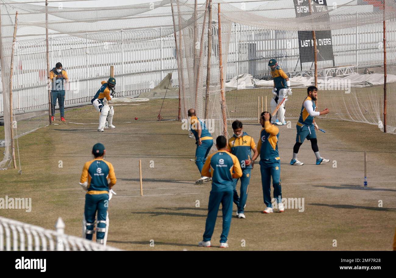 Players of Pakistani cricket team attend practice session at the Pindi ...