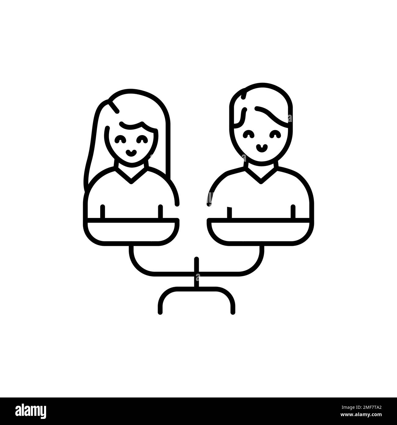 Equality Between Woman And Man Color Line Icon Multinational Company
