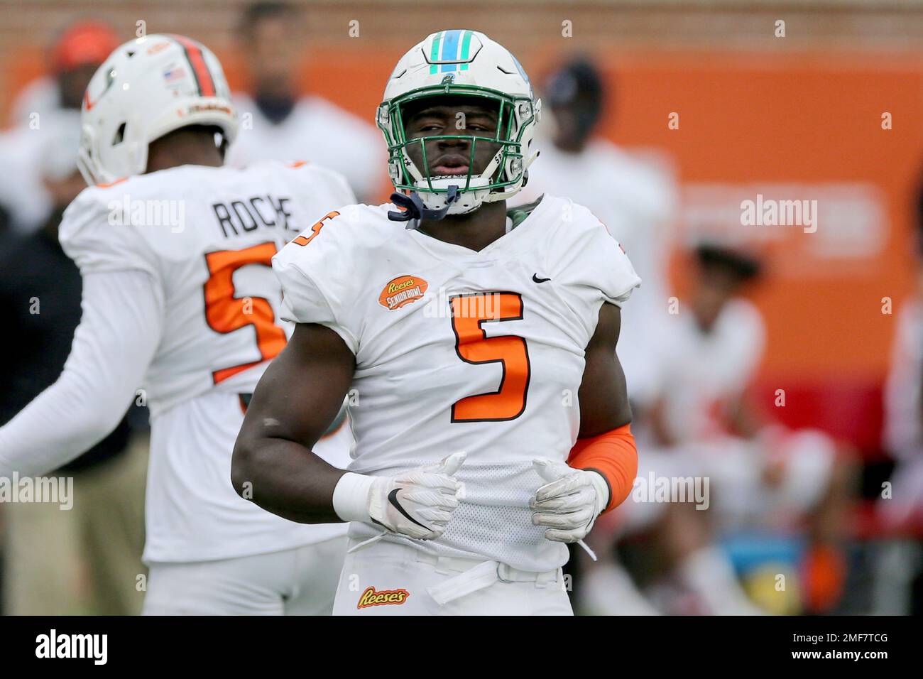 American Team defensive lineman Cameron Sample of Tulane (5) during the ...
