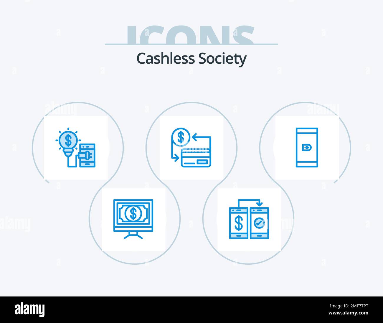 Cashless Society Blue Icon Pack 5 Icon Design. cashless. card. payment ...