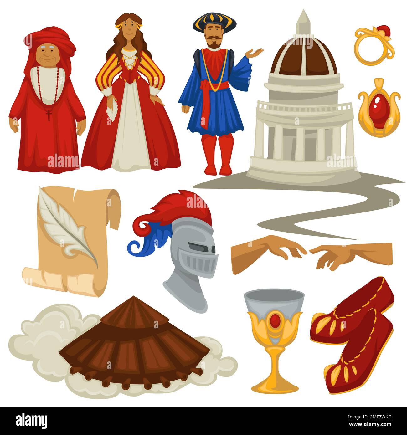 Renaissance epoch style vintage fashion vector illustration Stock ...