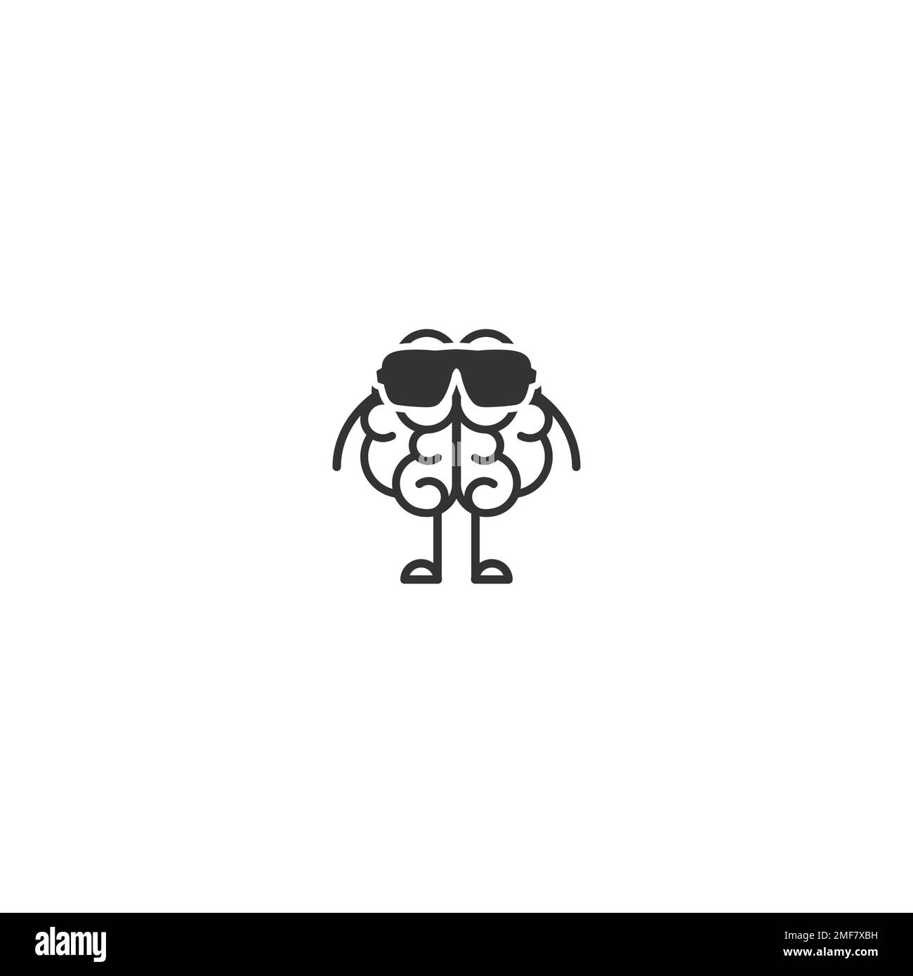 Cool brain character with legs, hands and sun glasses. Intellect ...