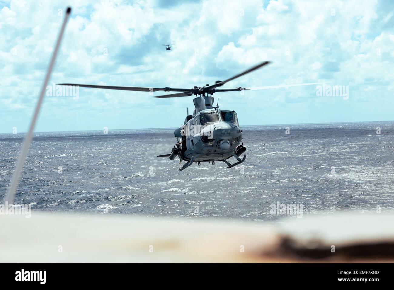 Two U.S. Marine Corps UH-1Y Venom helicopters assigned to Light Attack ...