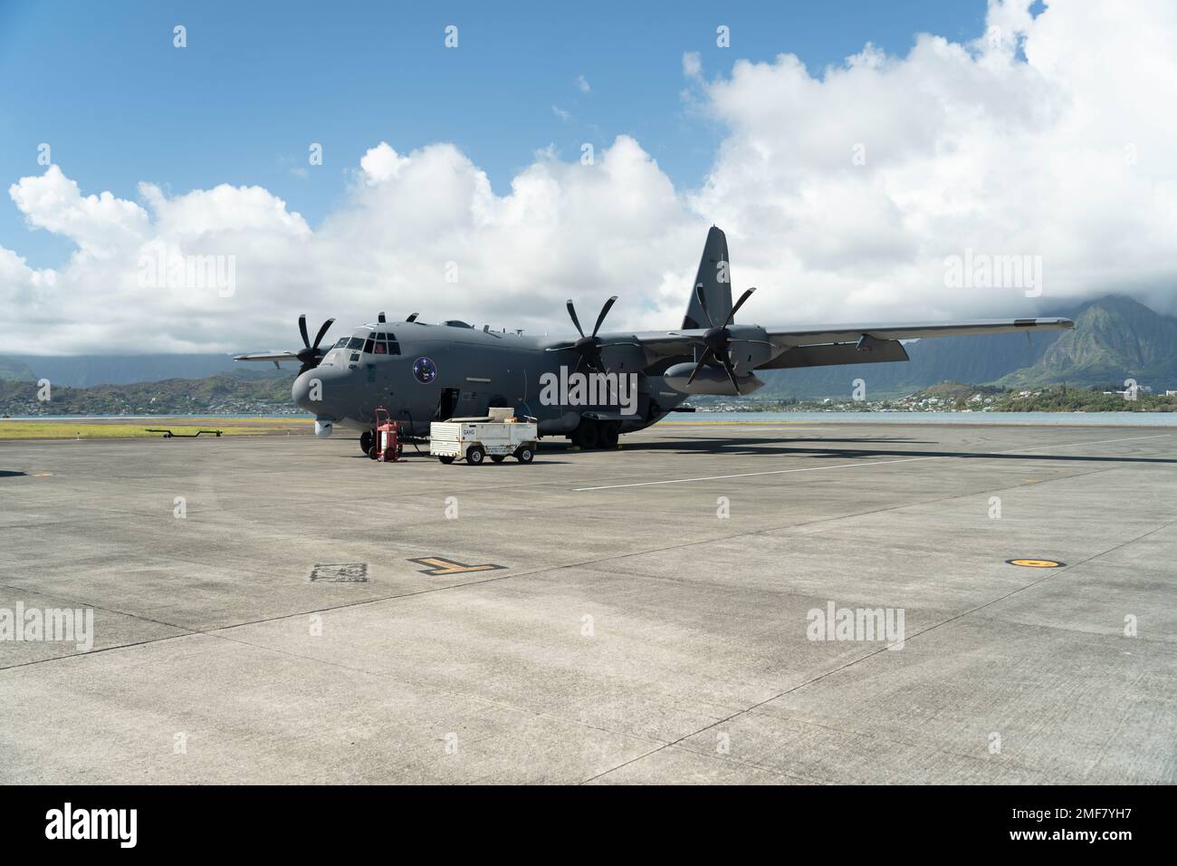 The AC-130J Ghostrider gunship is on display at Kaneohe Bay, Hawaii ...