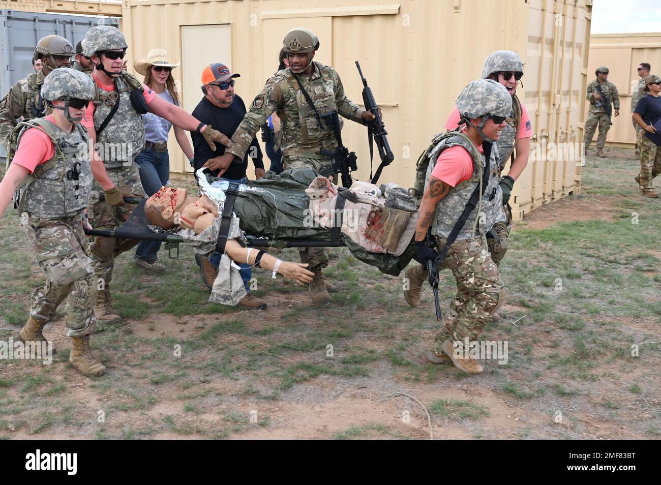 Air Force District of Washington medics litter carry a mock wounded ...