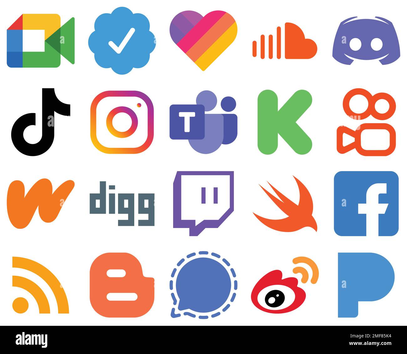 20 Linear Design Flat Social Media Icons Instagram China Discord