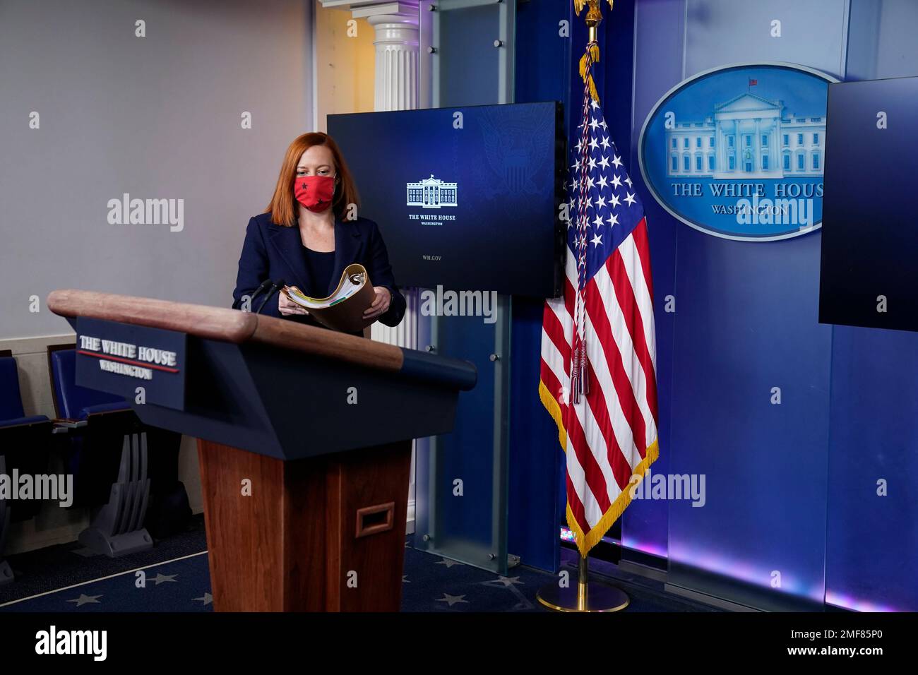 White House press secretary Jen Psaki arrives for a press briefing at ...