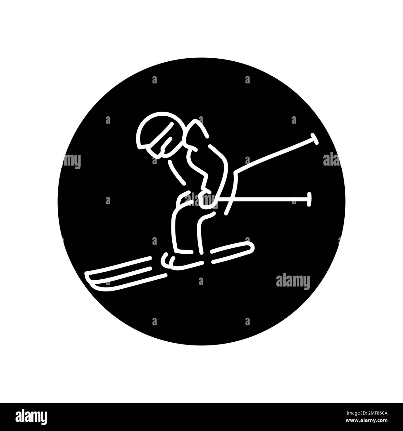 Child skier color line icon. Skiing in winter Alps. Vector illustration ...