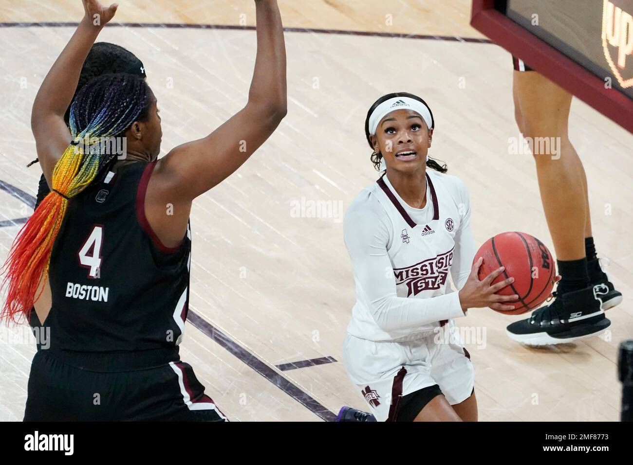 Mississippi State guard Myah Taylor (1) attempts a layup while South ...