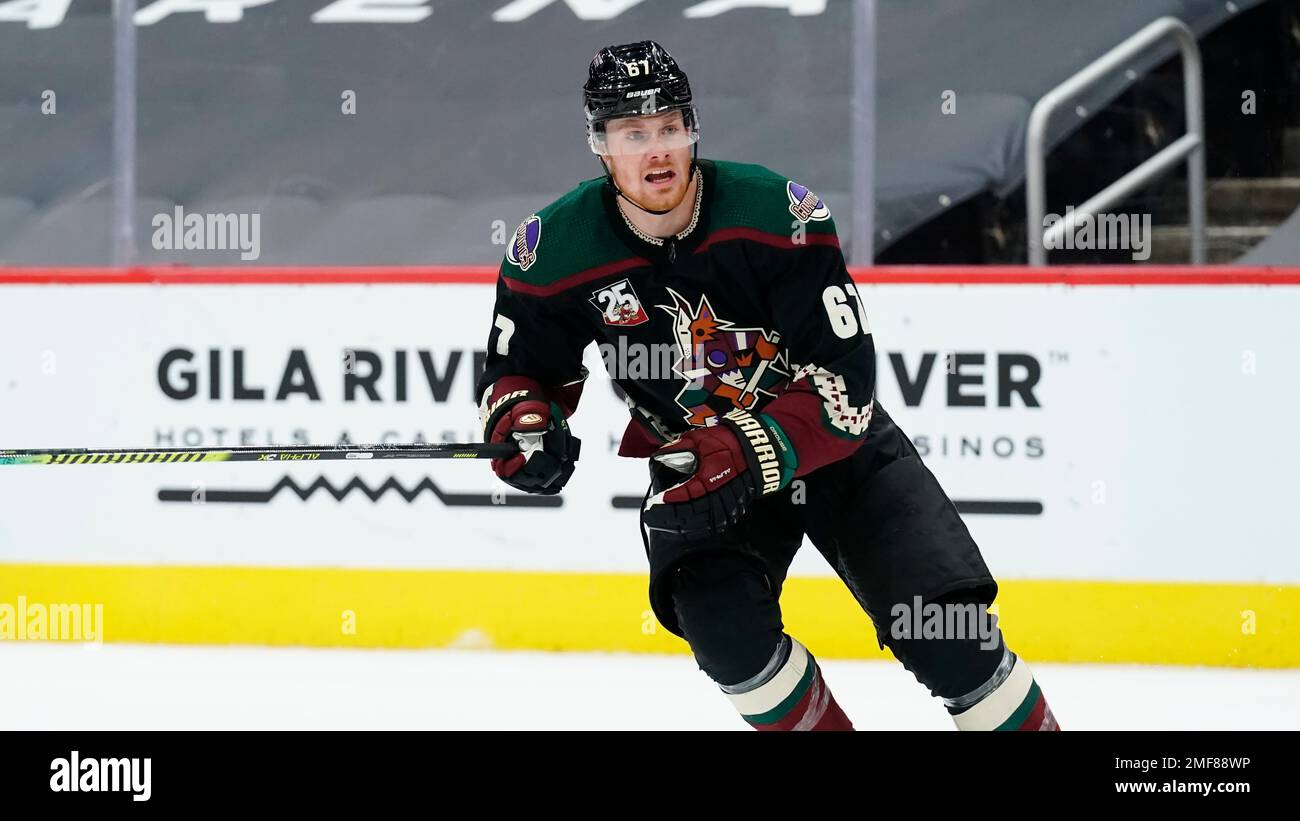 Arizona Coyotes left wing Lawson Crouse (67) in the first period during ...