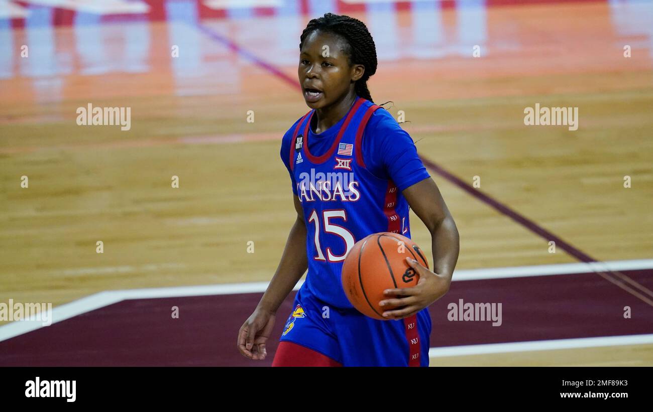 Kansas guard Zakiyah Franklin (15) during an NCAA college basketball ...