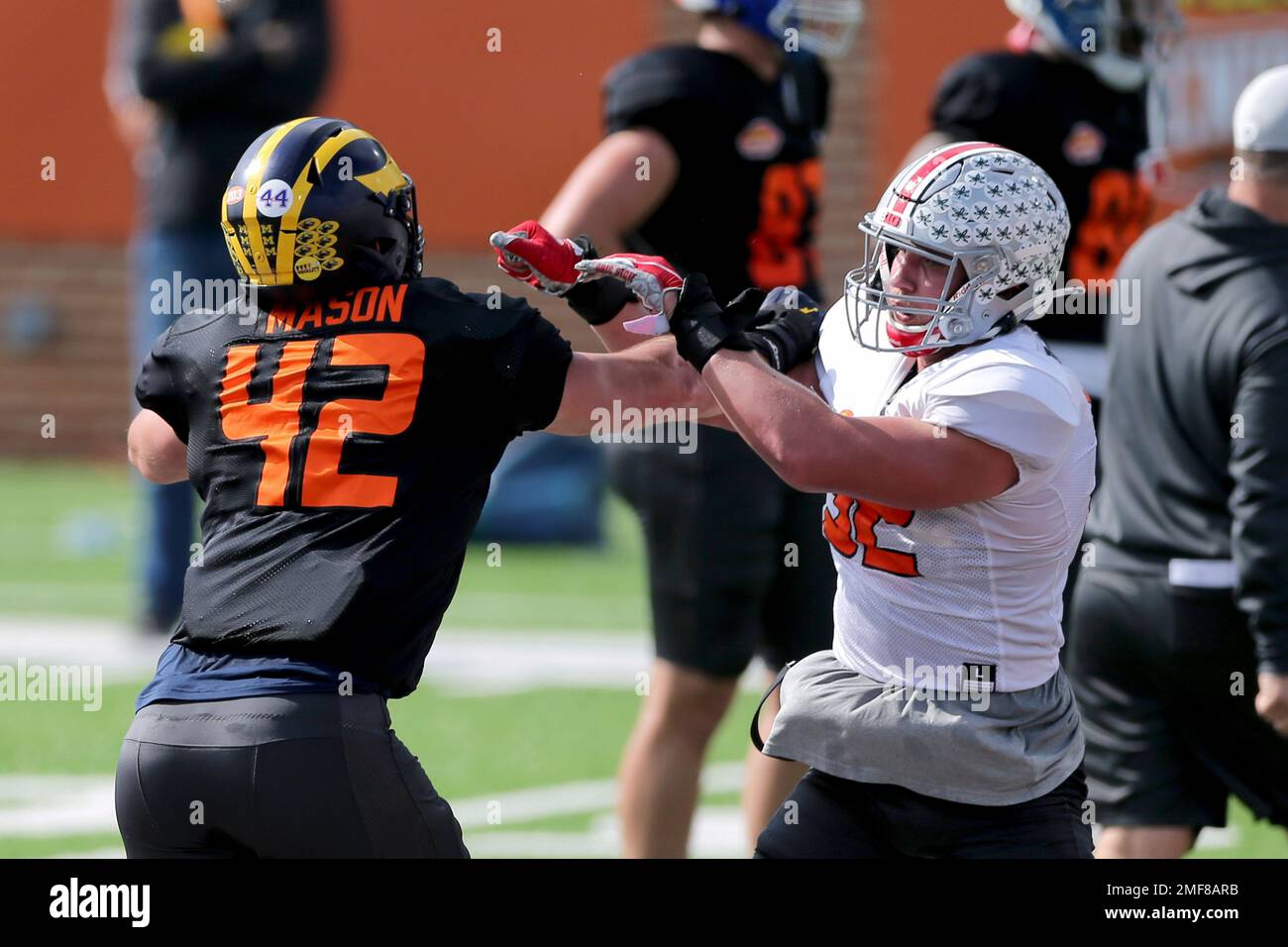 National Team fullback Ben Mason of Michigan (42) and National Team ...