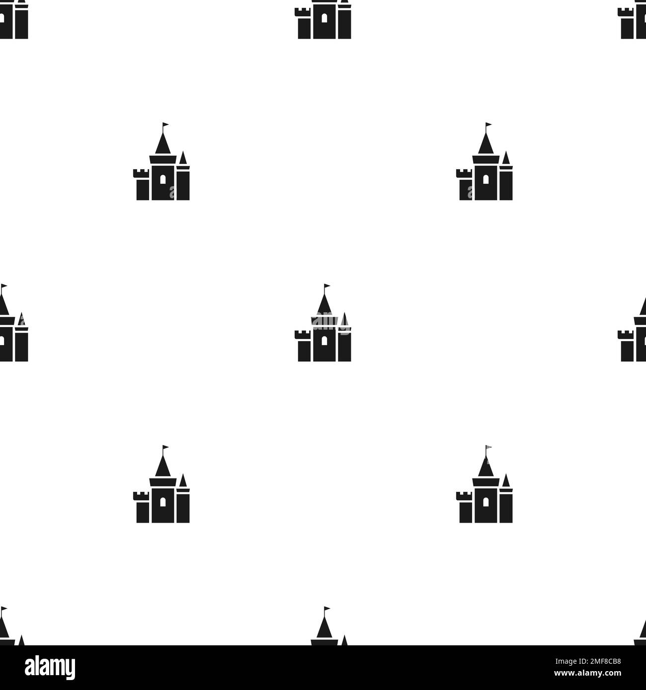 Black castle seamless pattern. Tower, fortress ornament. fairy tale ...