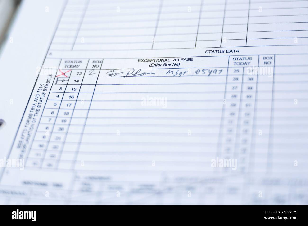 Paperwork signifying the black letter status of an EC-130H Compass Call ...