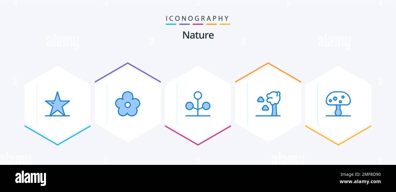 Nature 25 Blue icon pack including nature. nature. present. cloud. tree ...