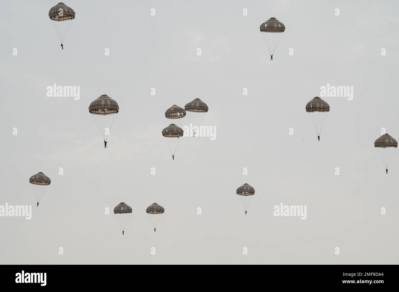 French paratroopers utilize parachutes after conducting static-line ...