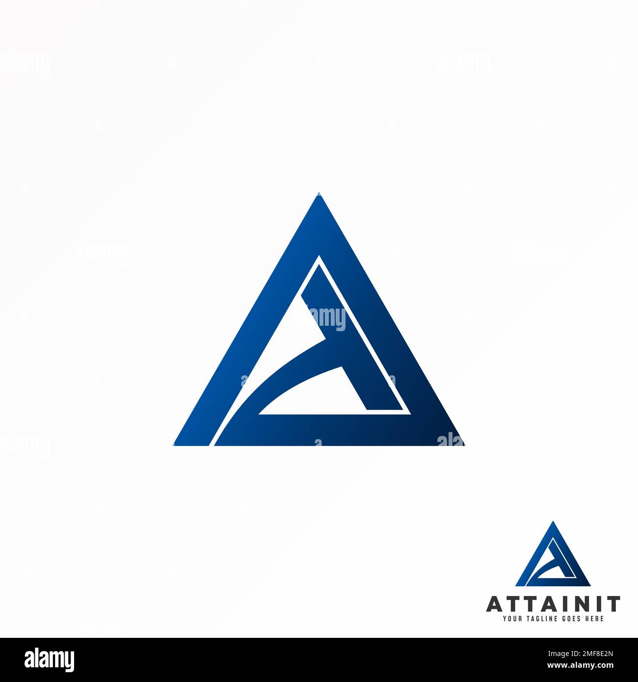 Unique Letter or word T or AT font inside triangle line image graphic ...