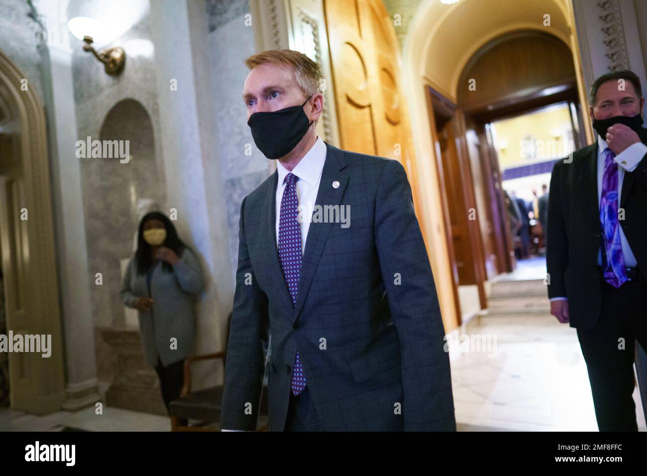 Sen. James Lankford, R-Okla., leaves the chamber after taking an oath ...