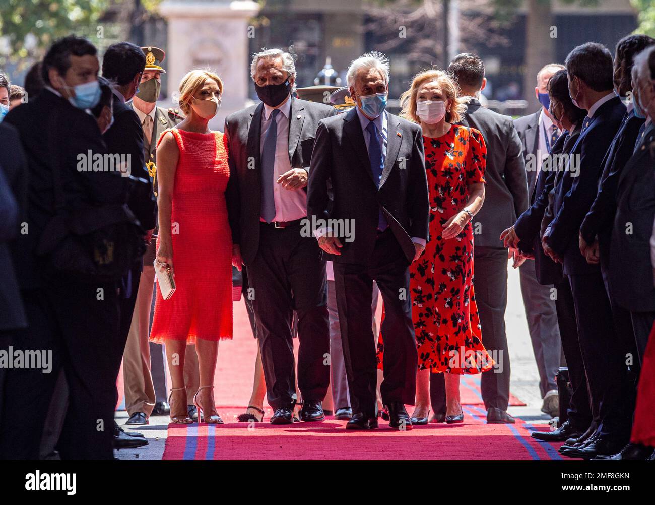 Argentina's President Alberto Fernandez, second from left, and his wife ...