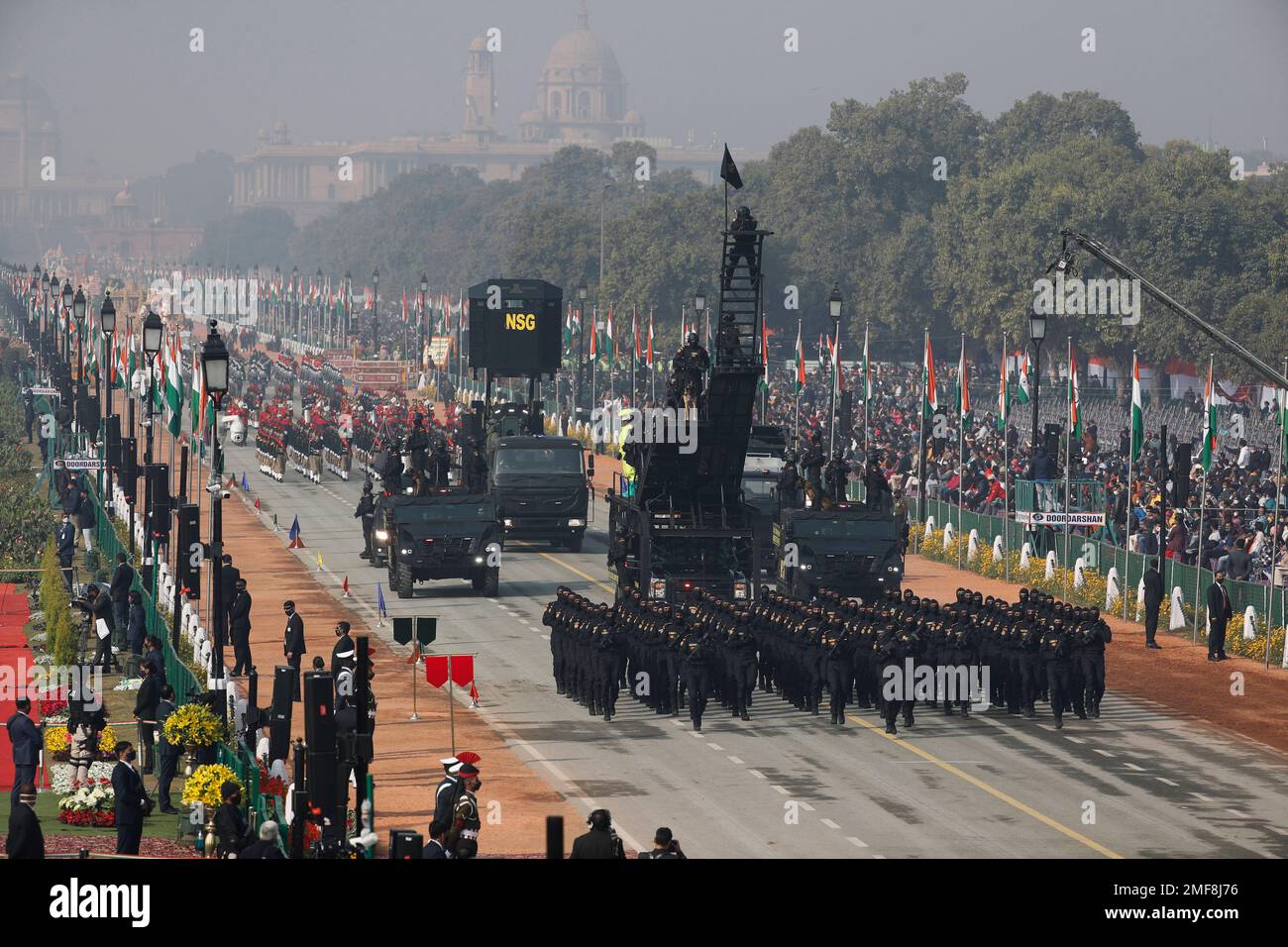 National Security Guard commandoes march through the ceremonial Rajpath ...