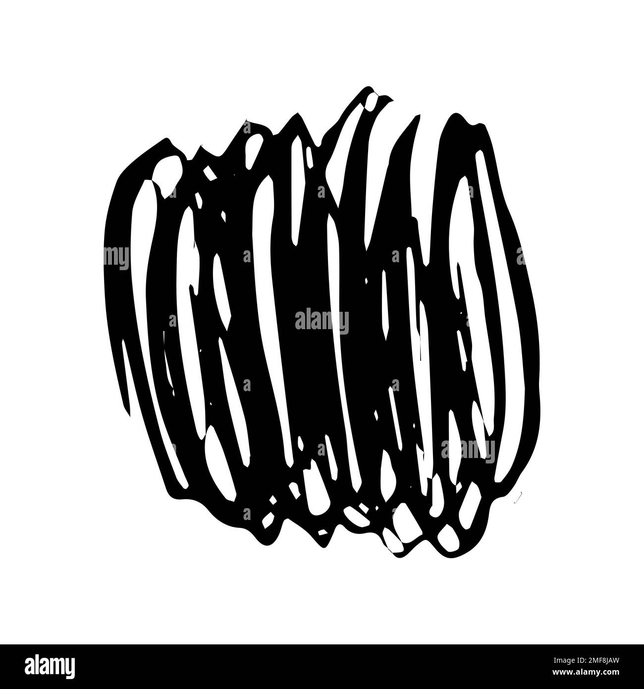 Vector grunge round brush. Black stroke, stain, ink, tangled image. A ...