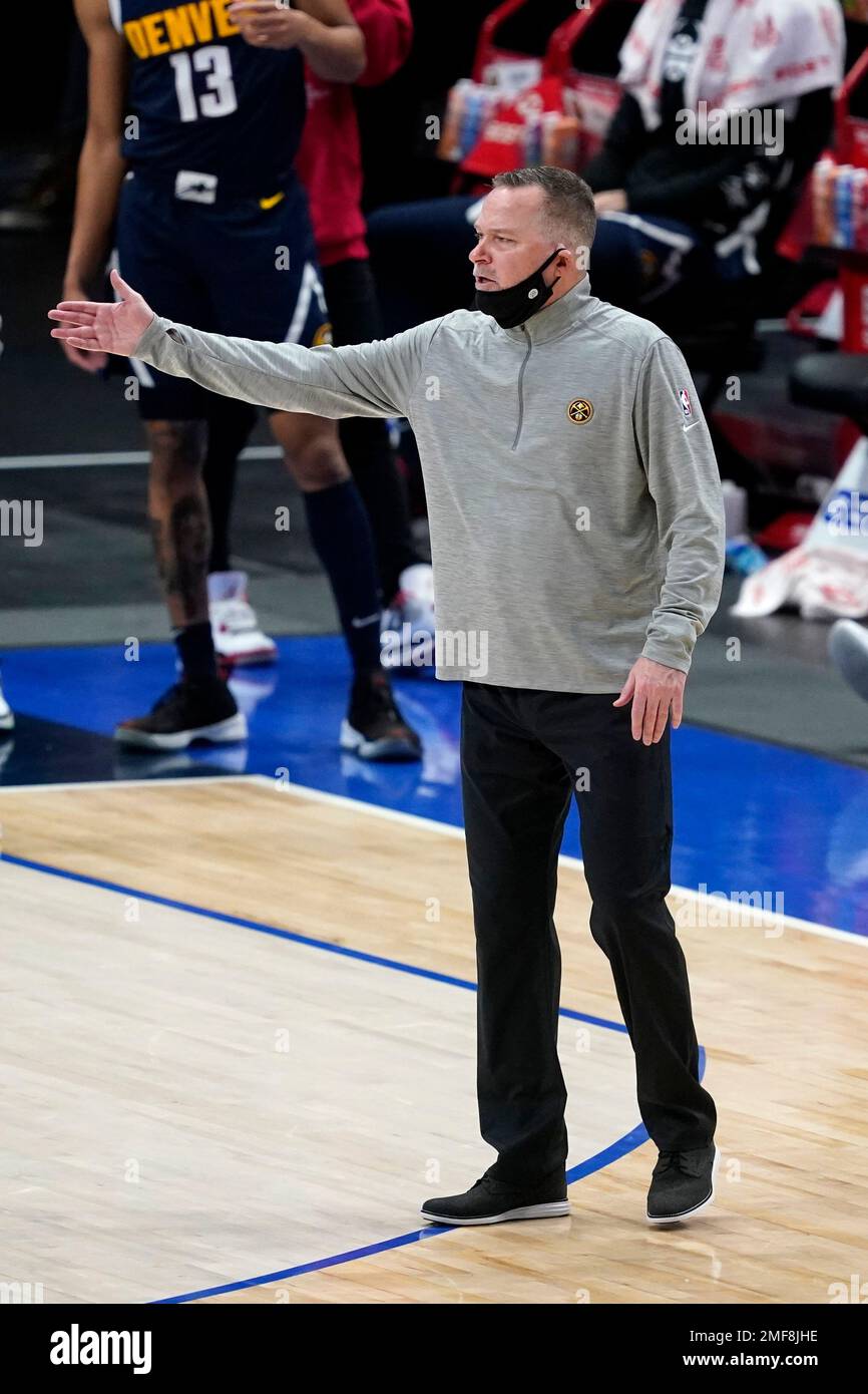 Denver Nuggets head coach Michael Malone argues with an official during ...