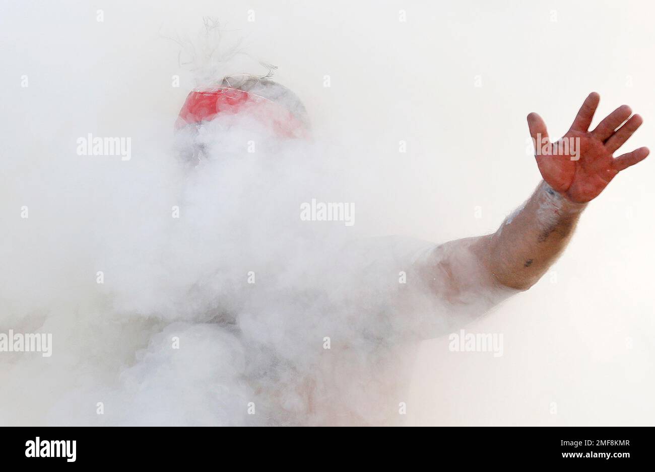 Russell Dawson of the Koomurri Aboriginal Dancers participates in a ...