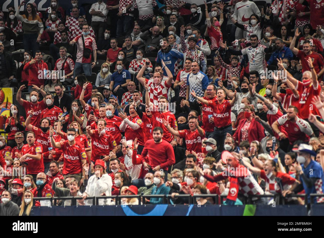 Handball fans from Denmark. EHF Euro 2022 Stock Photo - Alamy